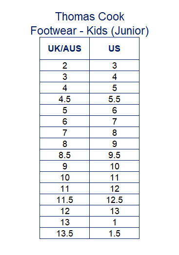Sizing Guides Sizing - Thomas Cook