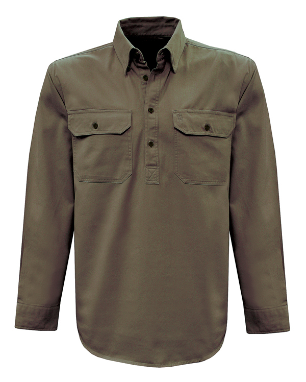 Buy Thomas Cook Heavy Drill 1/2 Button L/S Shirt (TCP1120163) Mushroom ...