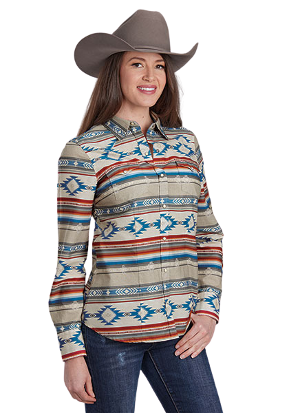 Buy Roper Womens West Made Collection L/S Shirt (50067252) Print Brown ...