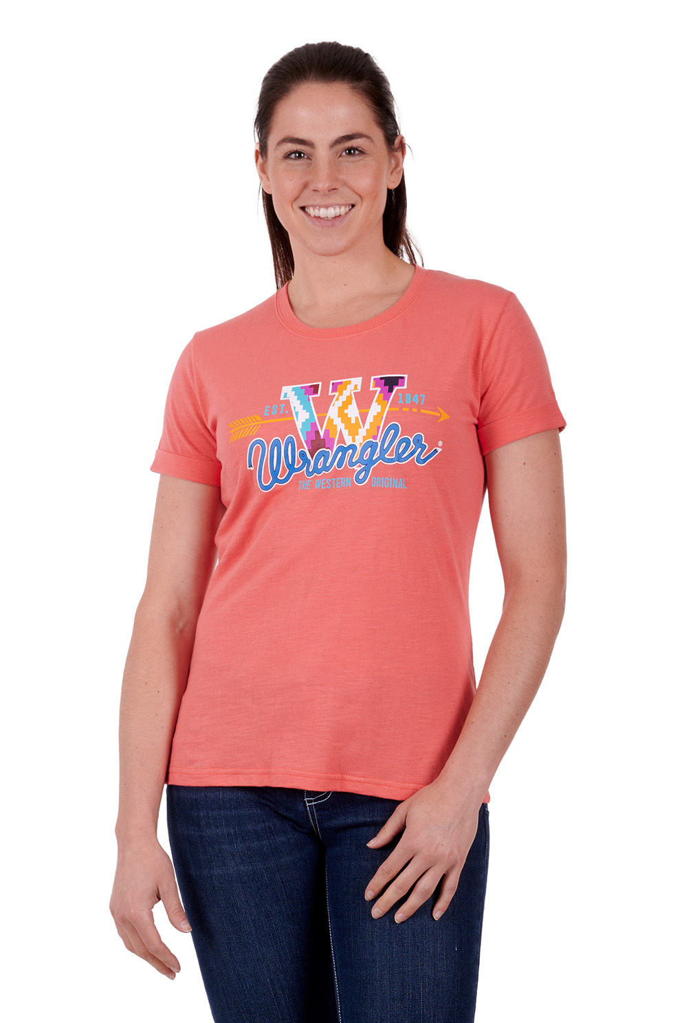 Buy Wrangler Womens Nova S/S Tee (X3S2598761) Coral [SD] Online Australia