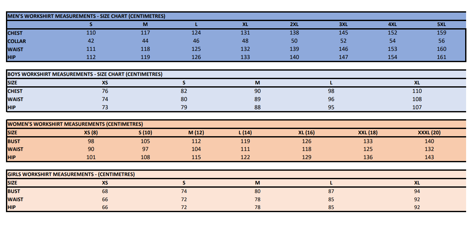 Sizing Guides Sizing - Ariat Clothing