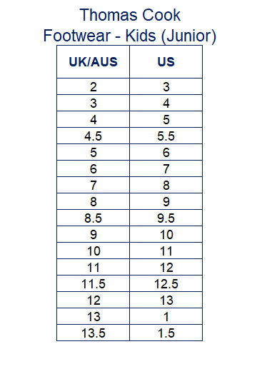 Sizing Guides Sizing - Thomas Cook