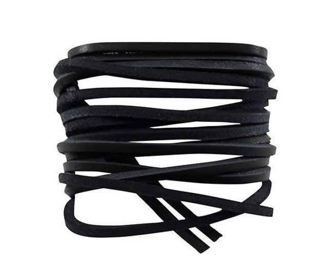 Waproo Leather Shoe Laces 150cm (1301036) Black | Allingtons