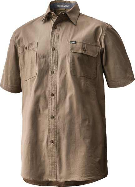 FXD Mens SSH-1 Stretch S/S Work Shirt (FX01614002) Khaki | Allingtons