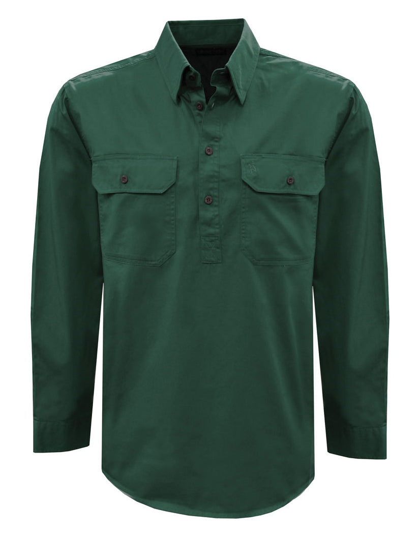 Thomas Cook Heavy Drill 1/2 Button L/S Shirt (TCP1120163) Ivy Green ...
