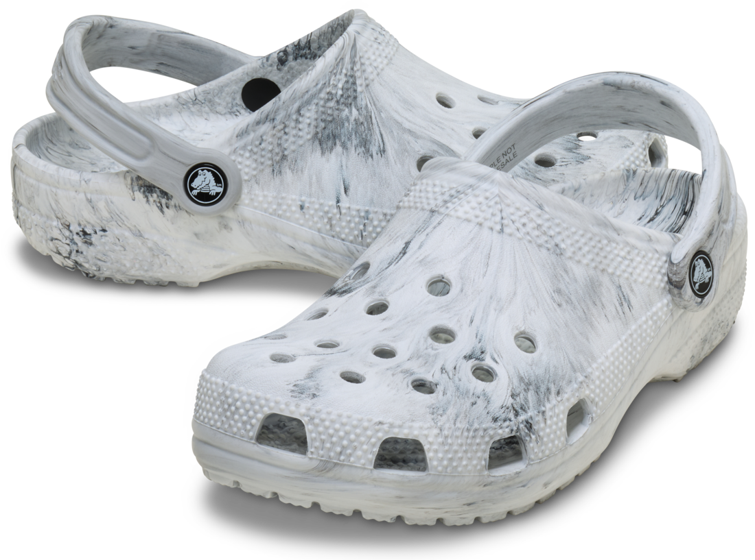 Crocs Unisex Classic Watercolur Marbled Clogs (211583-1WZ) Grey/White ...