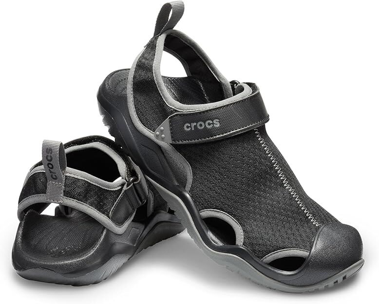 Crocs Mens Swiftwater Mesh Desk Sandals (205289-001) Black | Allingtons