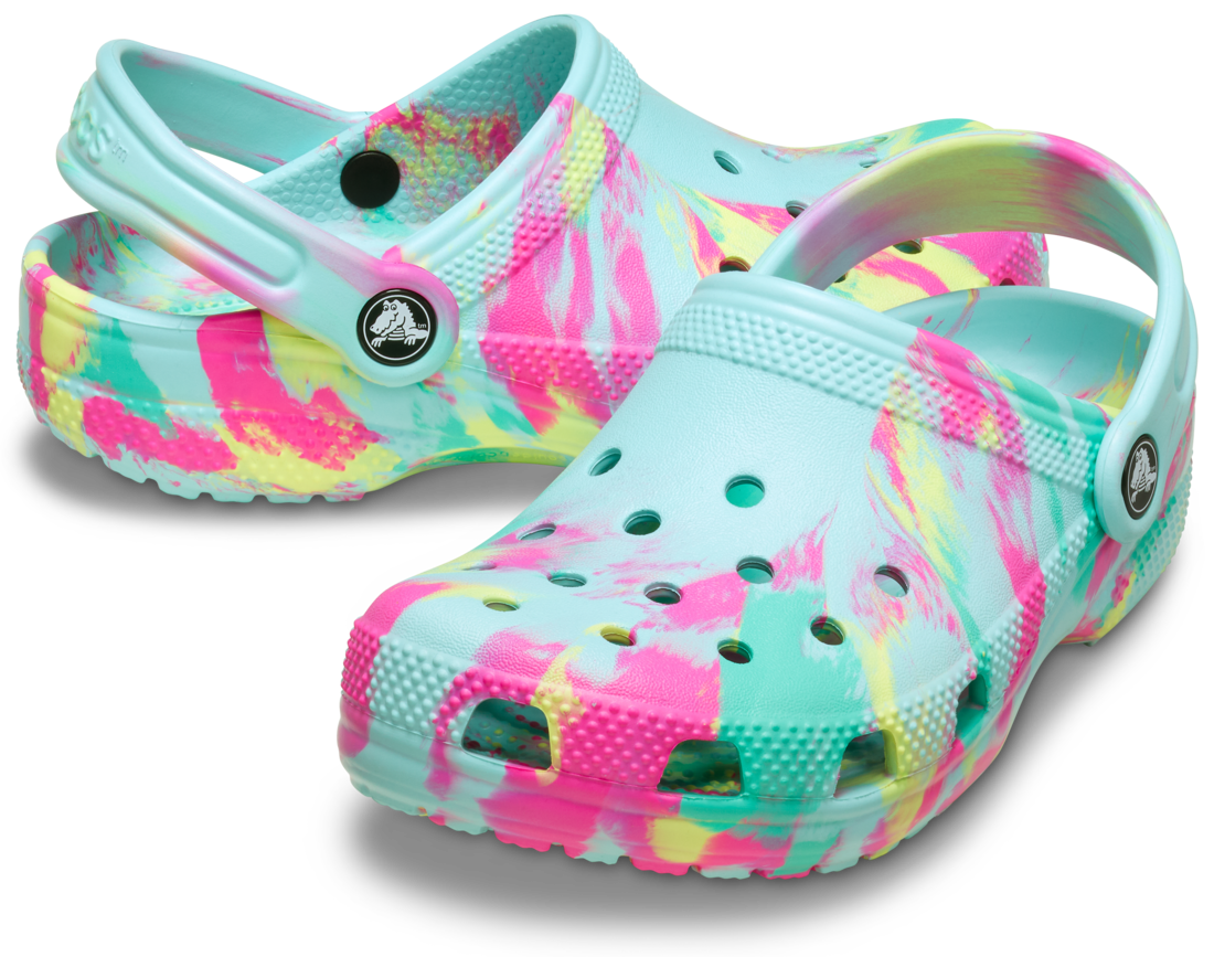 Crocs Childrens Classic Marbled Clogs (207464-4PE) Aquamarine/Multi ...