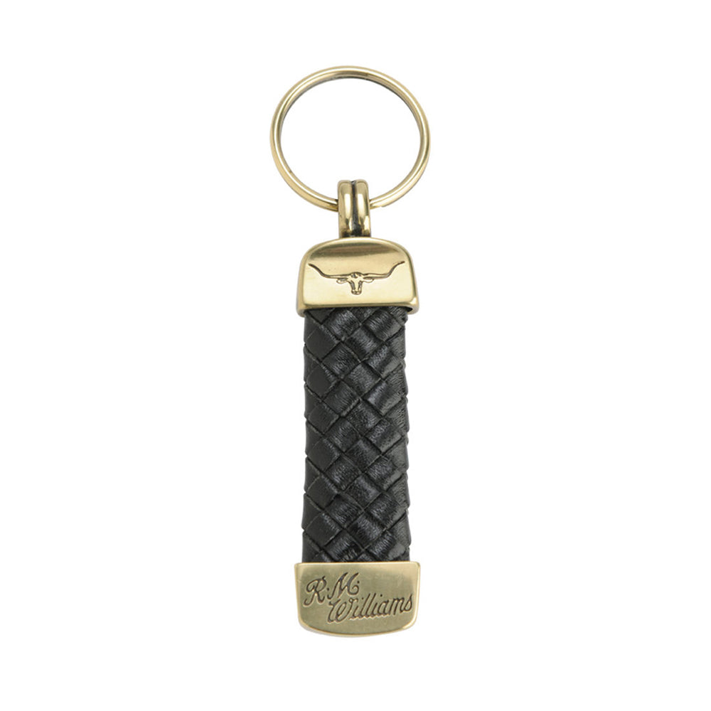 R.M.Williams Plaited Key Ring Brass Fitting (CG962.06) Brown | Allingtons