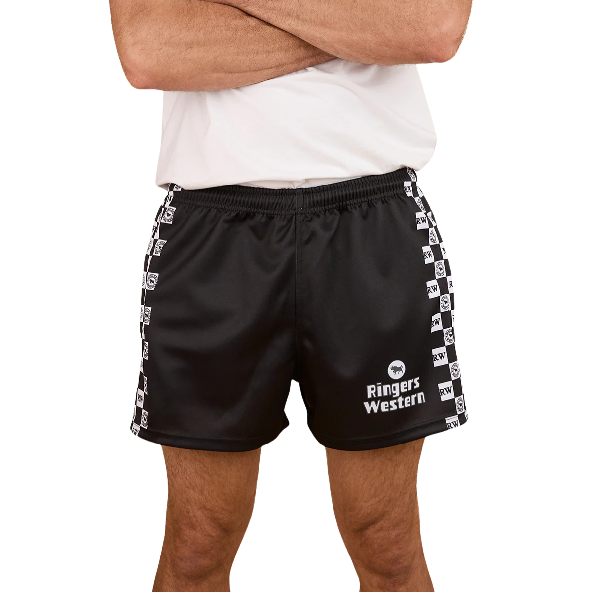 Ringers Western Unisex RW Check Footy Shorts (125023RW) Black – Allingtons